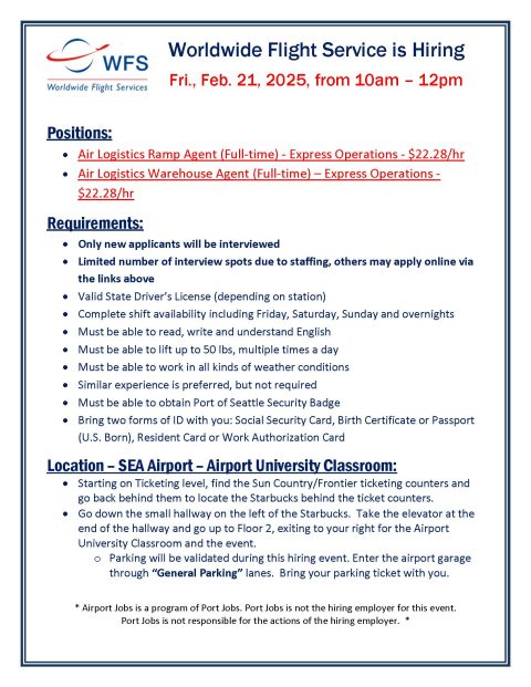 Worldwide Flight Services - Express Operations - Hiring Event